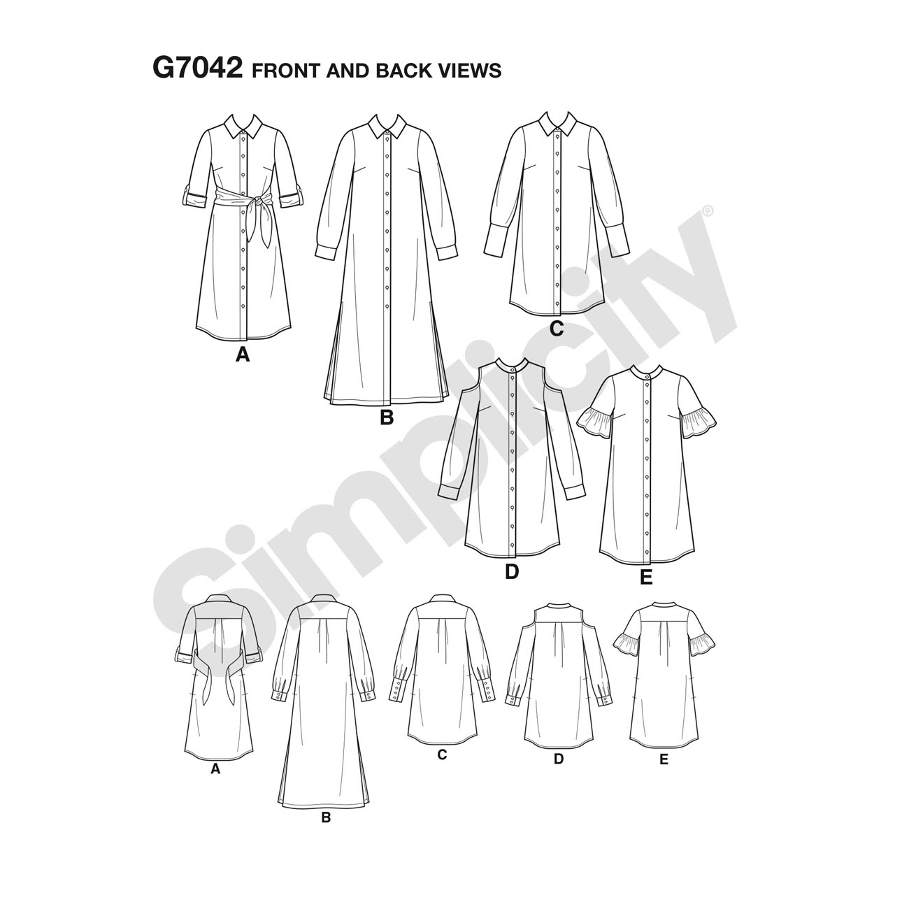 7042 Simplicity Schnittmuster Hemdblusenkleider - Maschinensticken ...