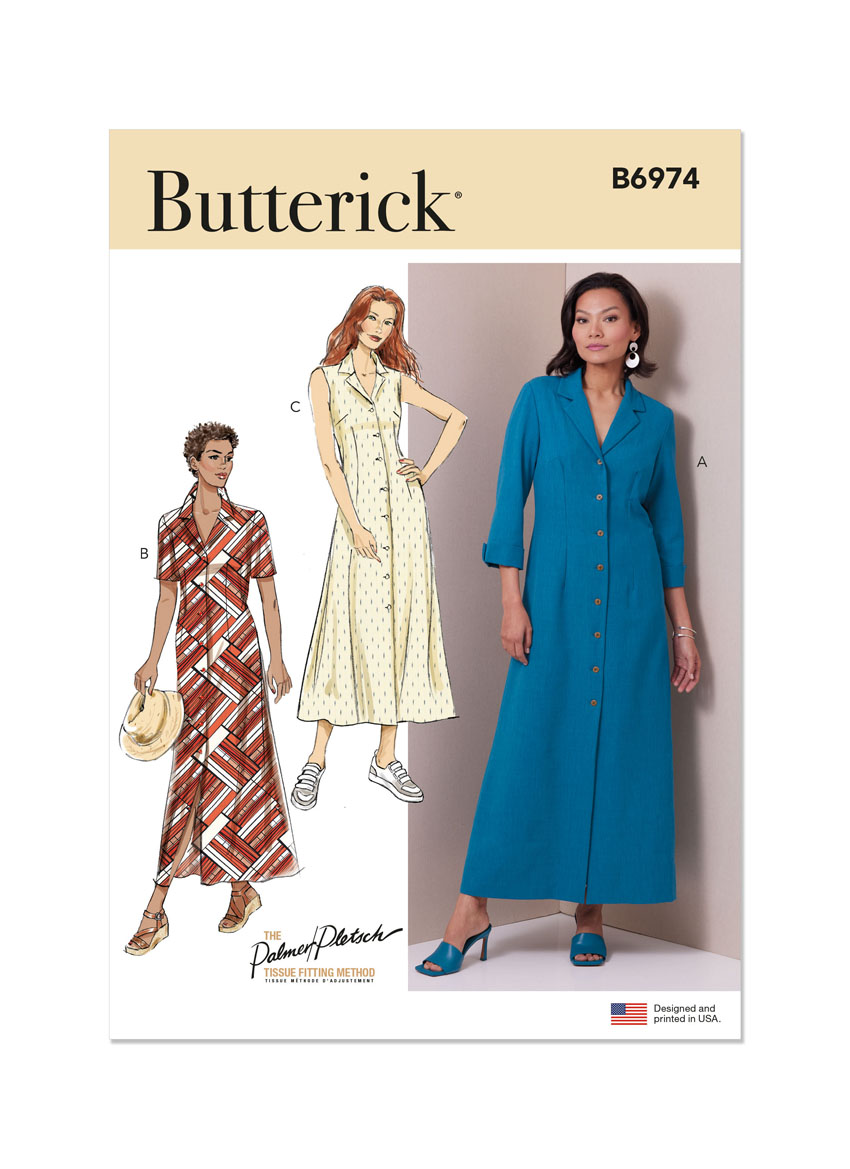 B6974 Butterick Schnittmuster Designer Hemdblusenkleid ...