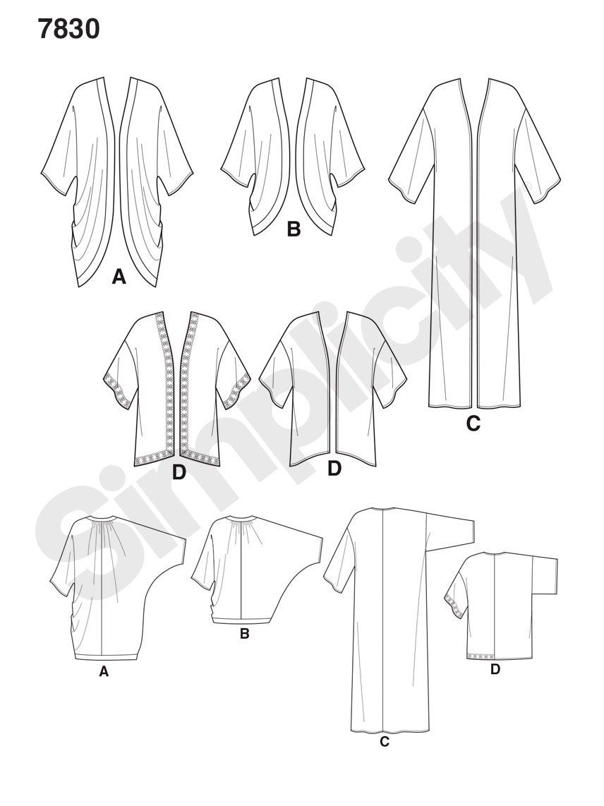 Simplicity Schnittmuster Jacke Kimono 7830 - Maschinensticken, Nähen ...